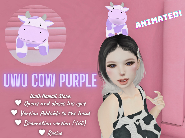 Second Life Marketplace Uwu Cow Purple Uwu Kawaii Store
